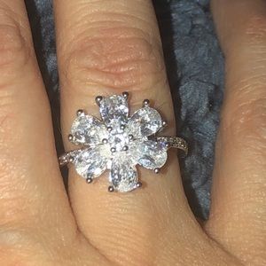 Jewelry | 5beautiful Sterling Silver Crystal Flower Ring | Poshmark